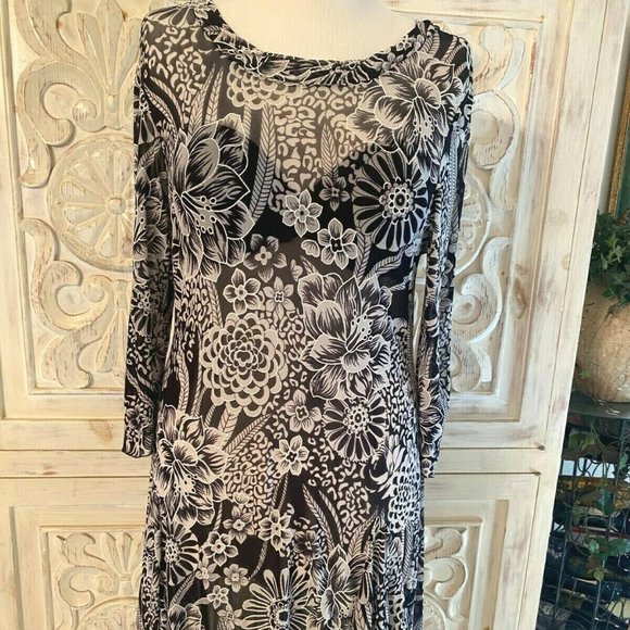 Kaktus | Tops | Kaktus Womens Large Sheer Stretch Black White Paisley ...